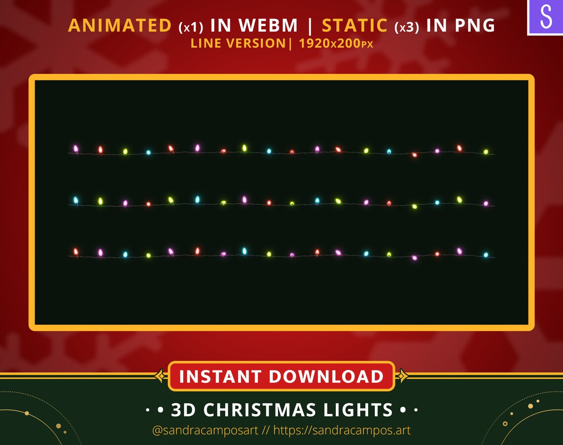 Animated Christmas Lights Decoration Overlay for Streaming Twitch, OBS ...
