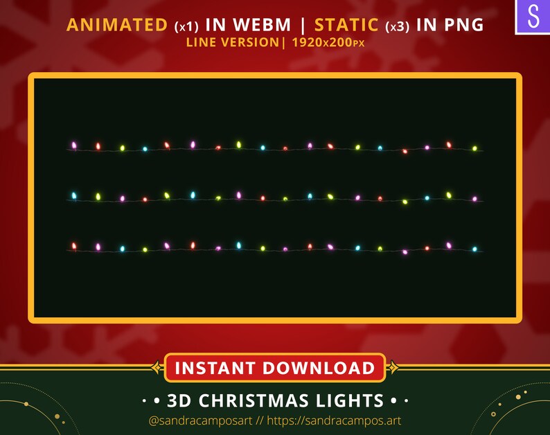 Animated Christmas Lights Decoration Overlay for Streaming Twitch, OBS ...