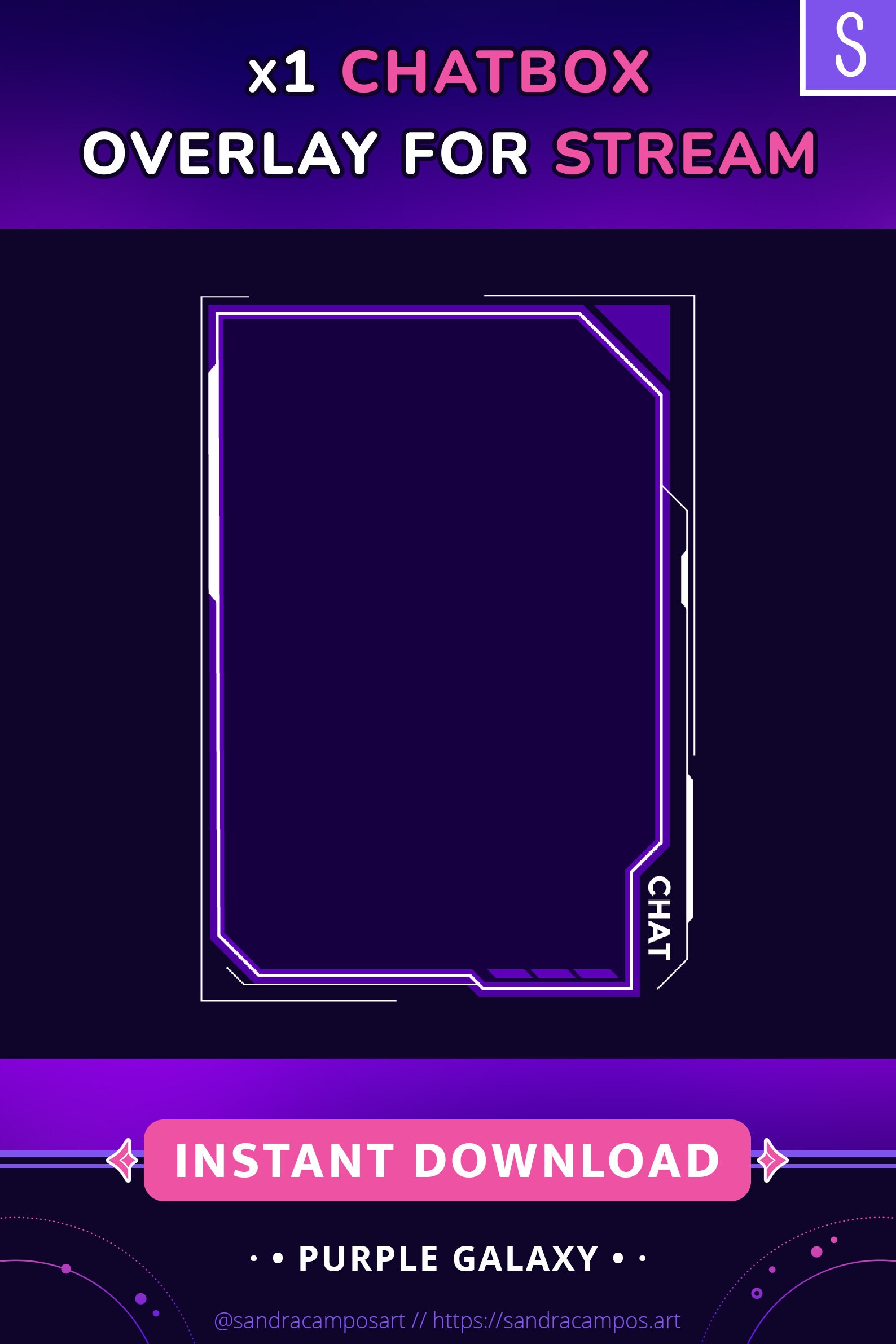 Purple Chat Box for Twitch, Streaming Chat Box Overlay, Purple Galaxy ...