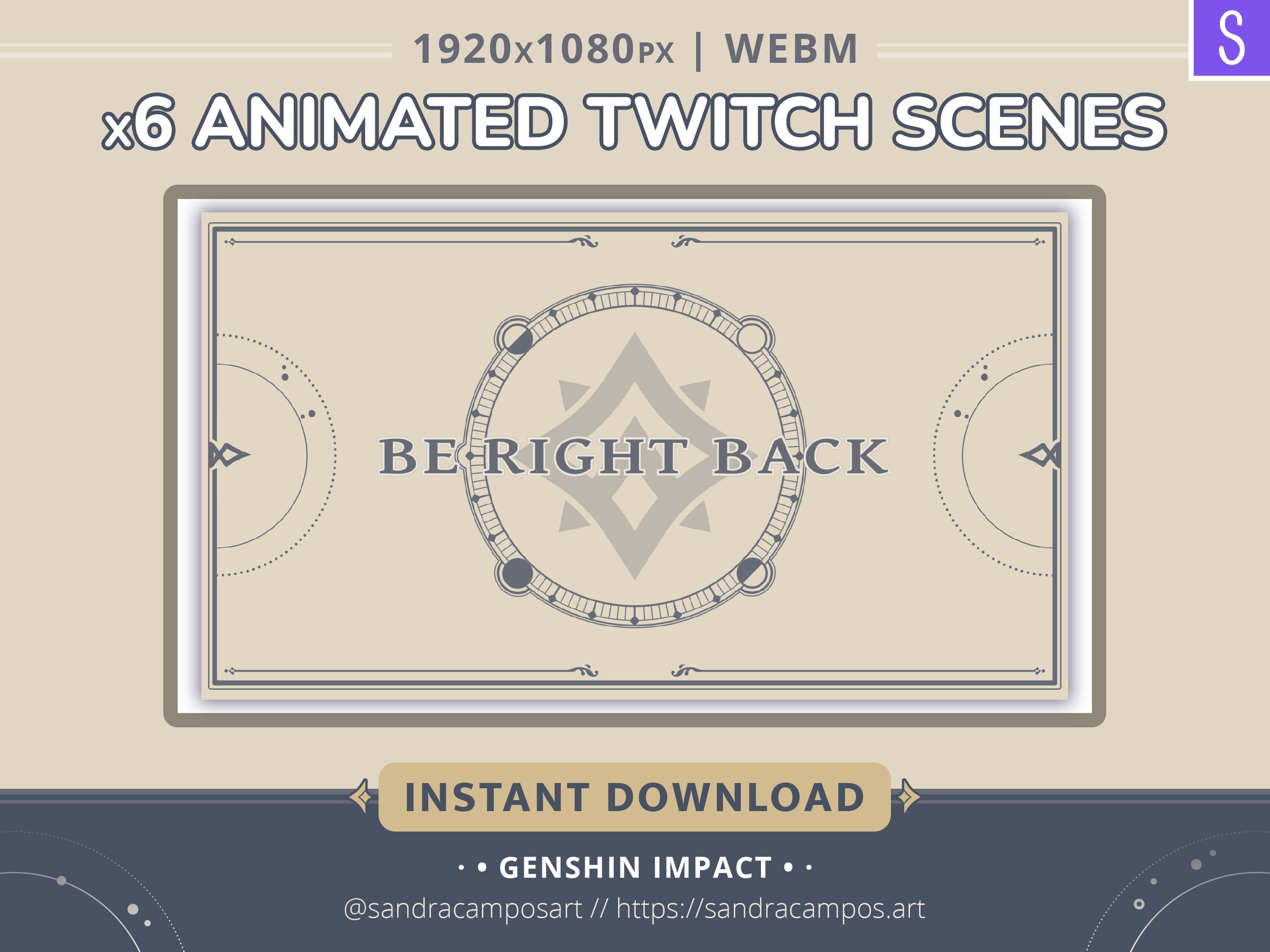 Animated Genshin Impact Twtich Scenes, Be Right Back Screen, Screens ...