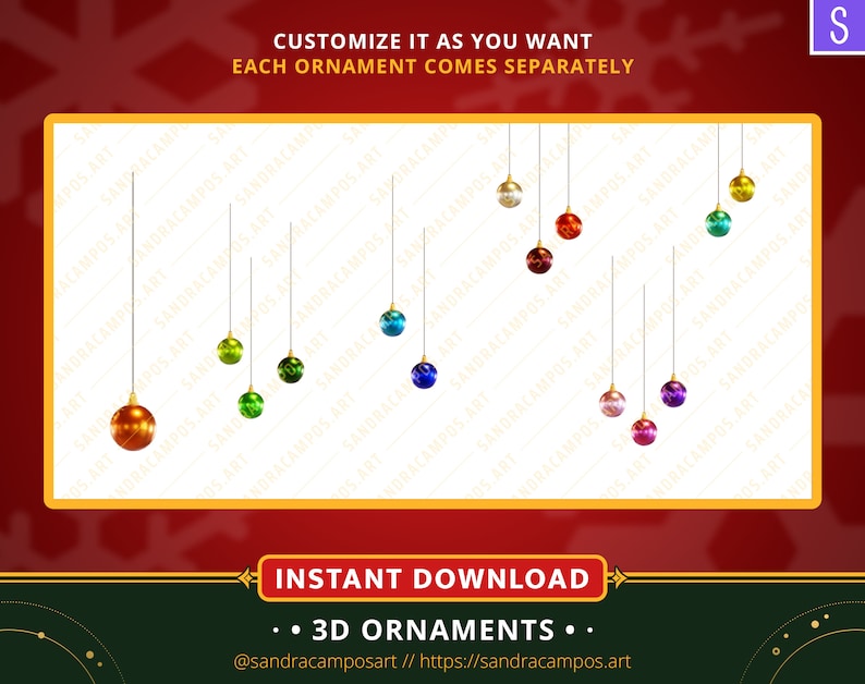 Decoration Overlays for Twitch, PNG Stickers for OBS Studio, Christmas ...