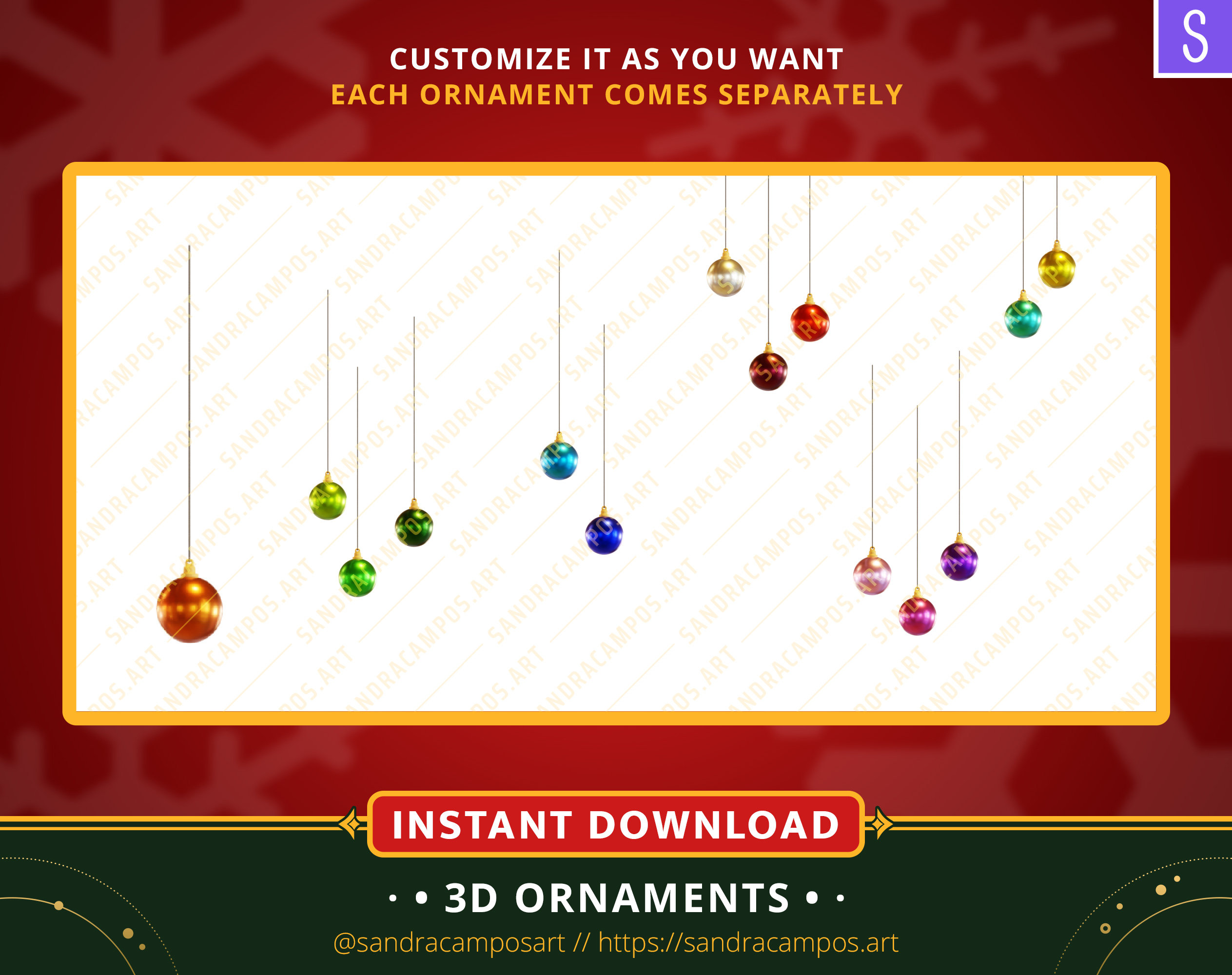 Decoration Overlays for Twitch, PNG Stickers for OBS Studio, Christmas ...