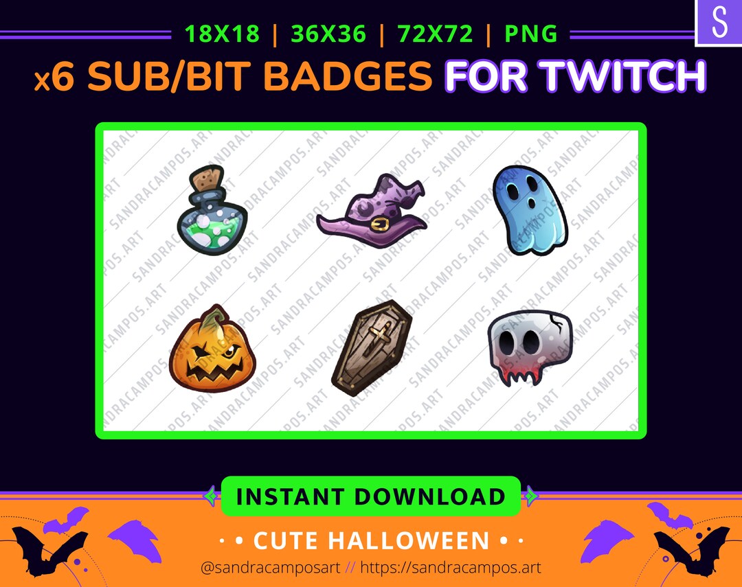Spooky Season Badges for Twitch, Halloween Sub Bit Badges Discord, Cute ...