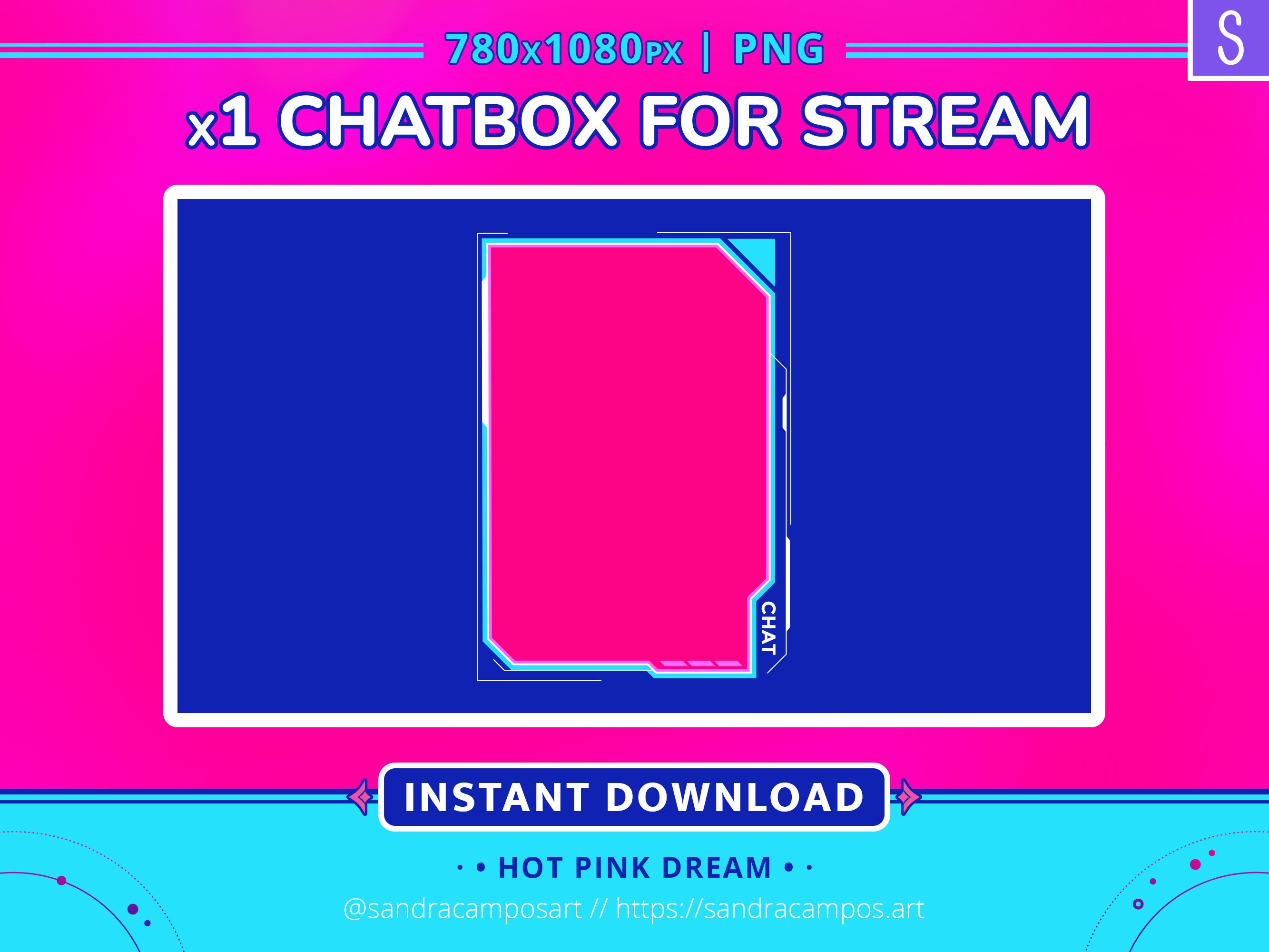Hot Pink Dream Chat Box for Twitch, Streaming Chatbox Overlay, Kawaii ...