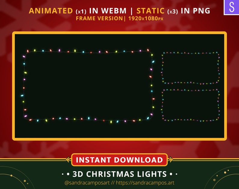 Animated Christmas Lights Decoration Overlay for Streaming Twitch, OBS ...