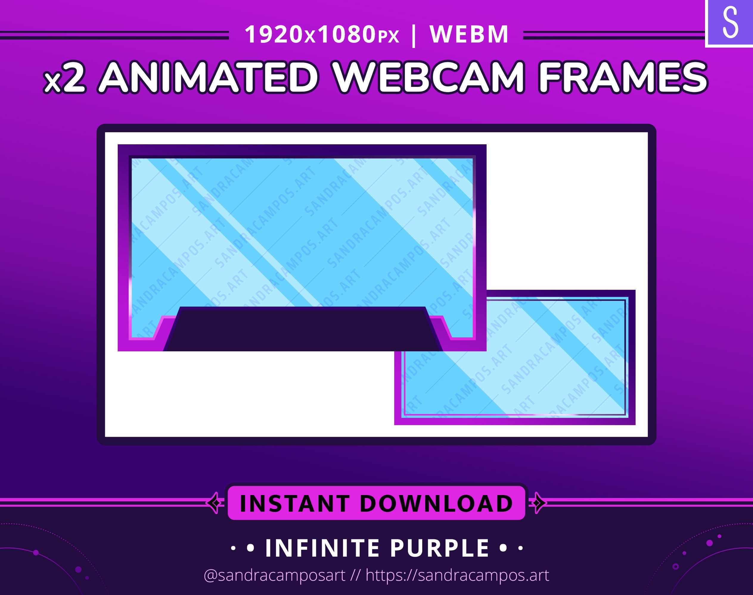 Animated Webcam Overlay, Web Cam Frame for Twitch, Facecam Border Pack ...