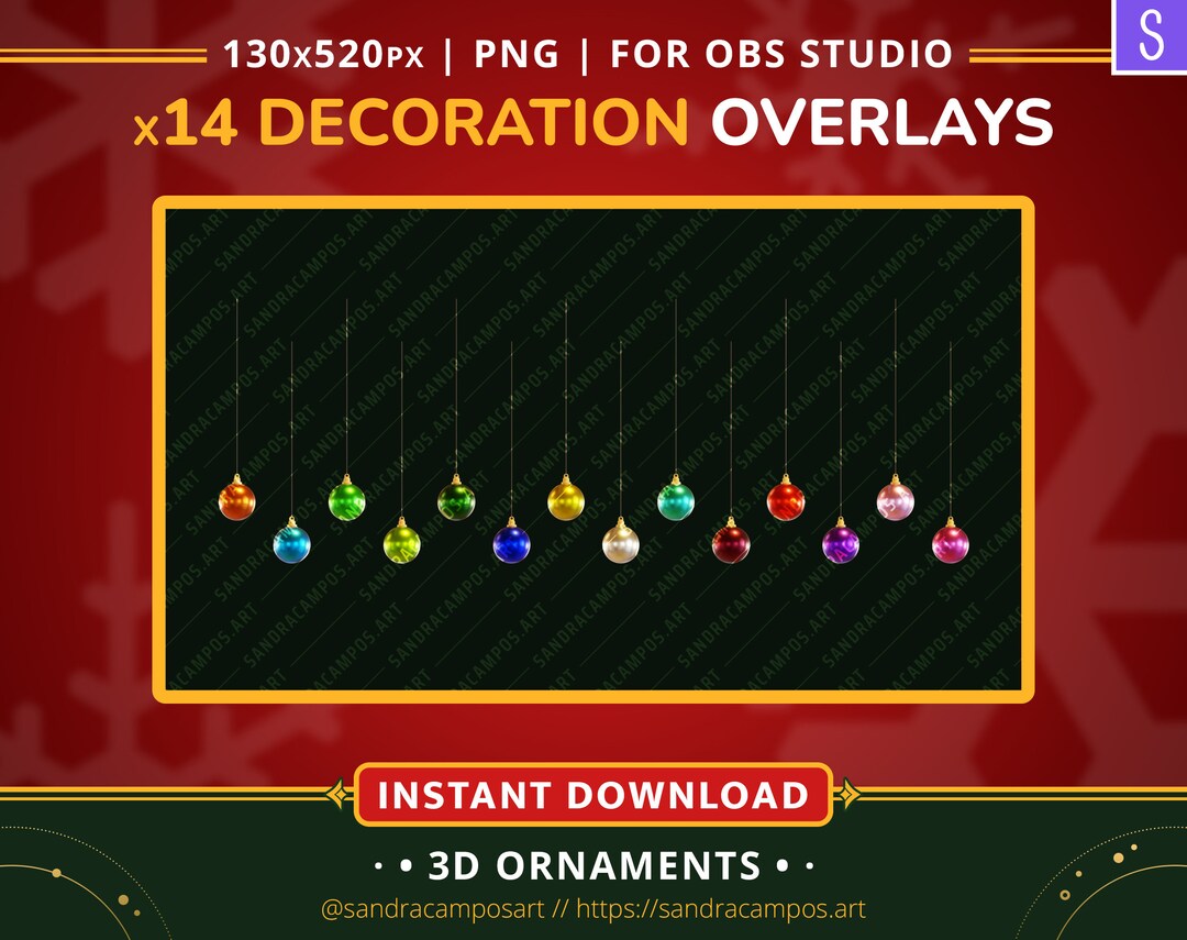 Decoration Overlays for Twitch, PNG Stickers for OBS Studio, Christmas ...