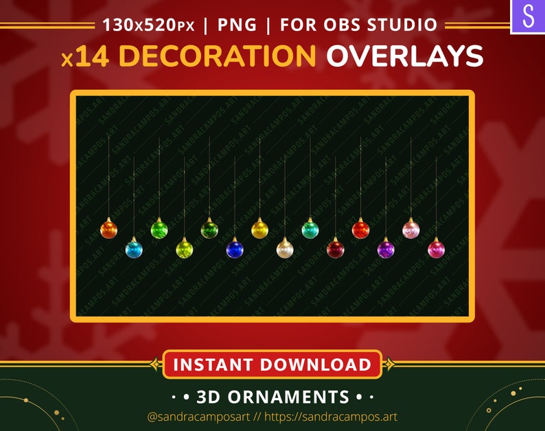 Decoration Overlays for Twitch, PNG Stickers for OBS Studio, Christmas ...
