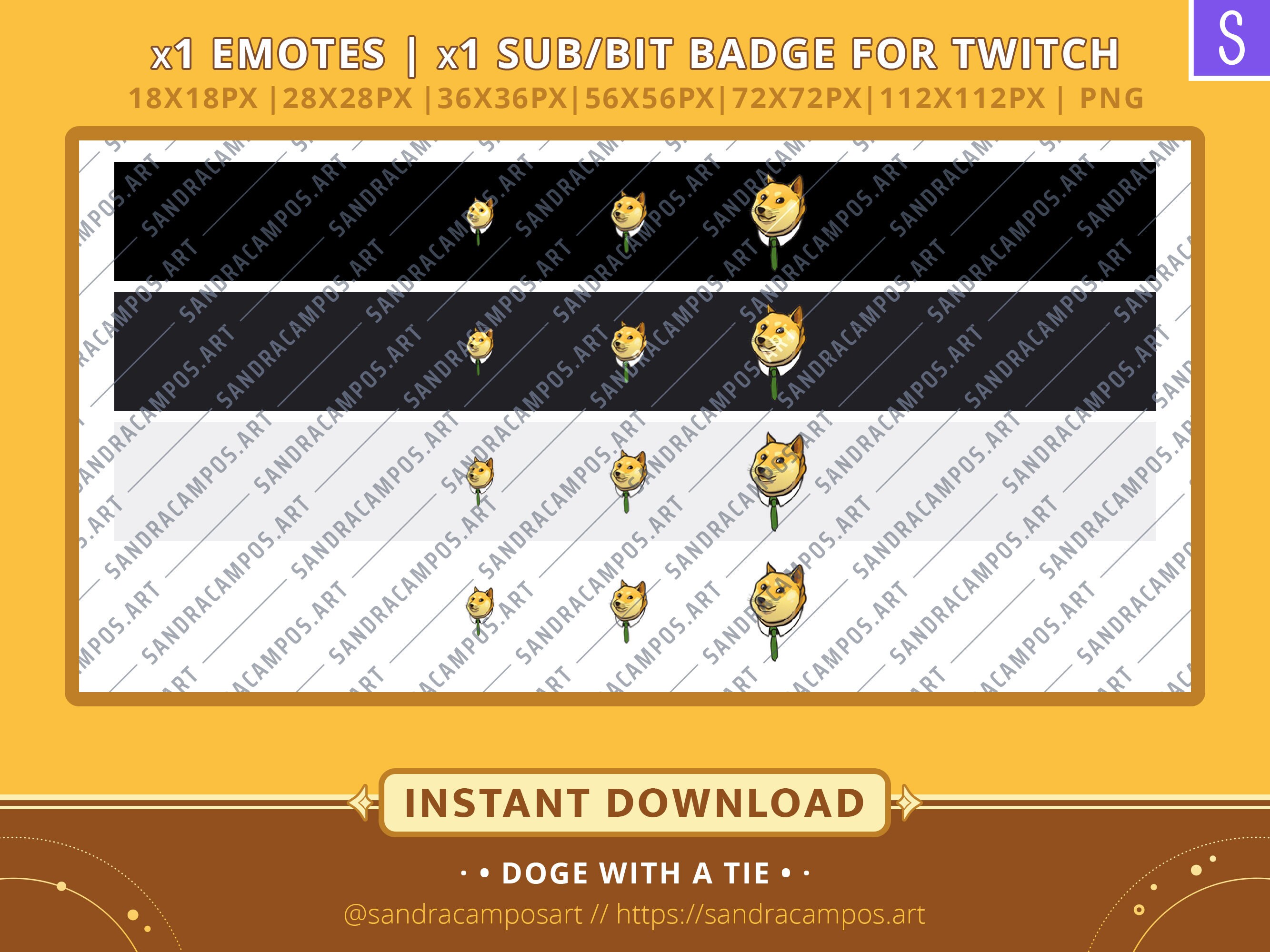 Doge Meme Emote, Shiba Inu Sub/bit Badge for Twitch, Dogecoin Streamer ...