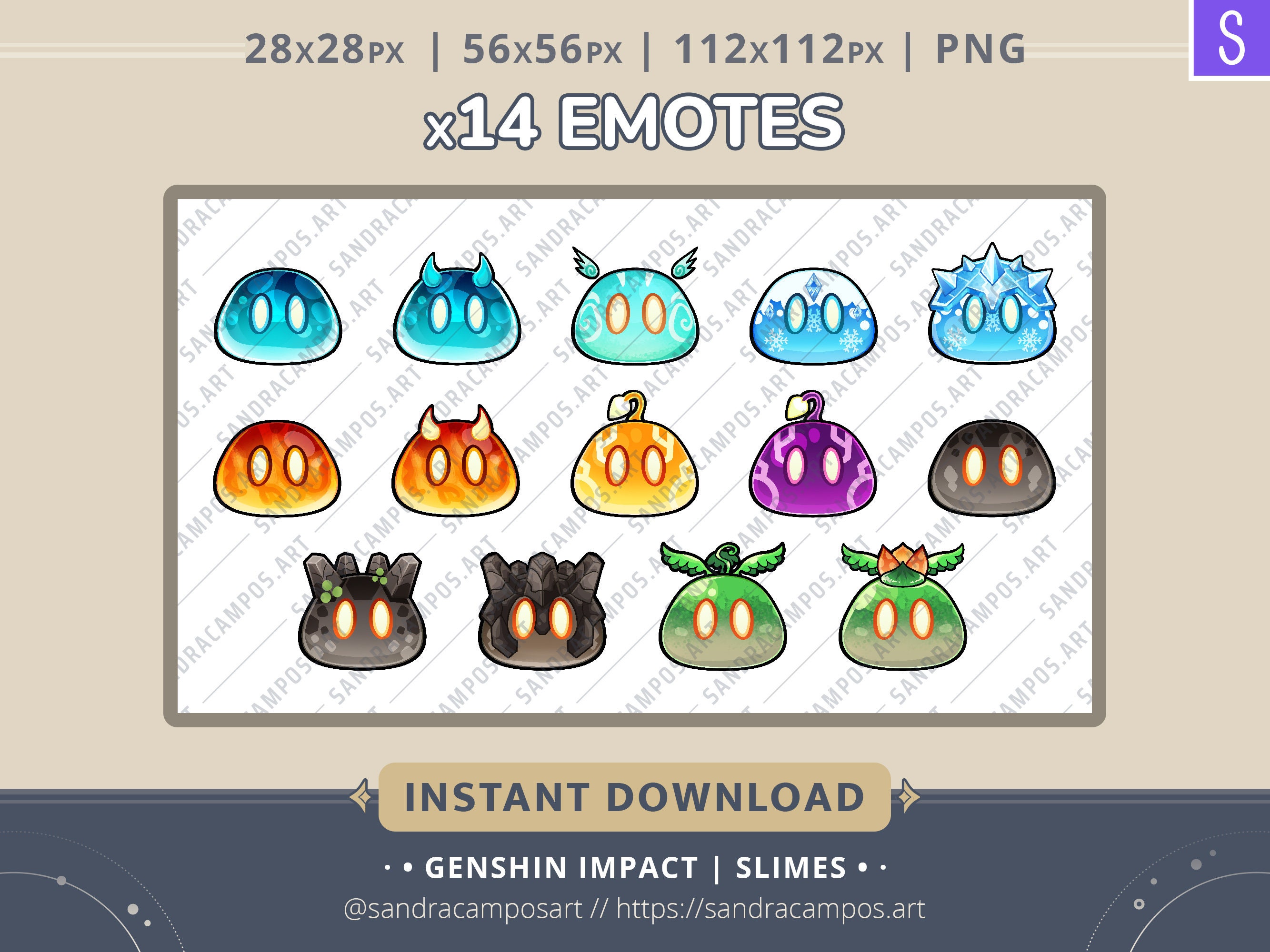 Genshin Impact Slimes Emotes for Twitch, Discord and Youtube, PNG ...