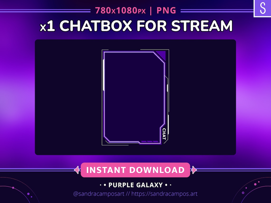 Purple Chat Box for Twitch, Streaming Chat Box Overlay, Purple Galaxy ...