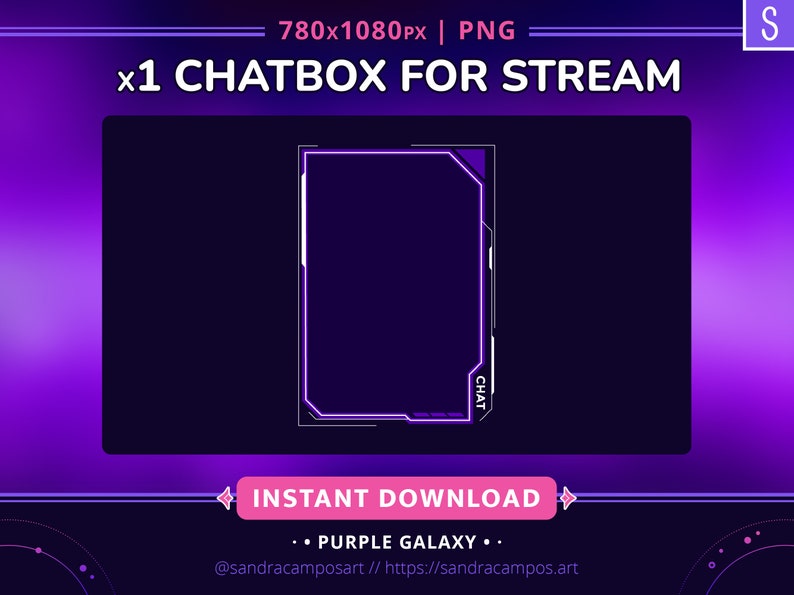 Purple Chat Box for Twitch, Streaming Chat Box Overlay, Purple Galaxy Stream Package, Purple ...