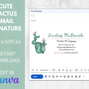 Cactus Email Signature - Canva Template - Etsy