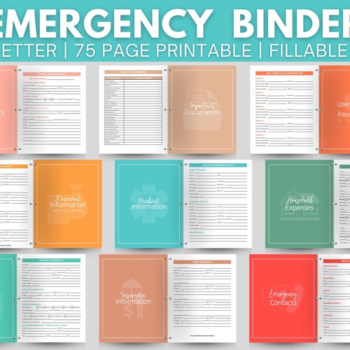 Emergency Binder Printable and Fillable in Case of Emergency - Etsy