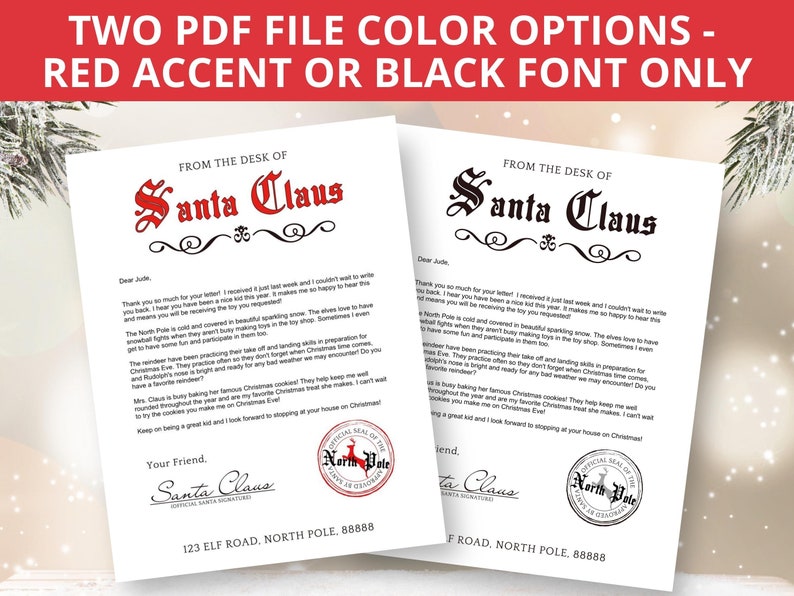 EDITABLE Letter From Santa Printable, Editable PDF , Instant Download ...