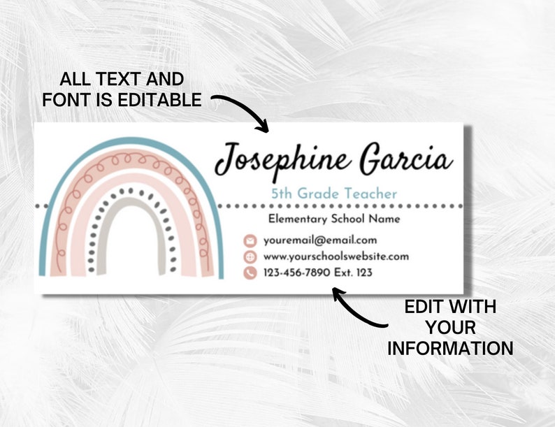 Teacher Email Signature Template Canva Template Boho Rainbow - Etsy