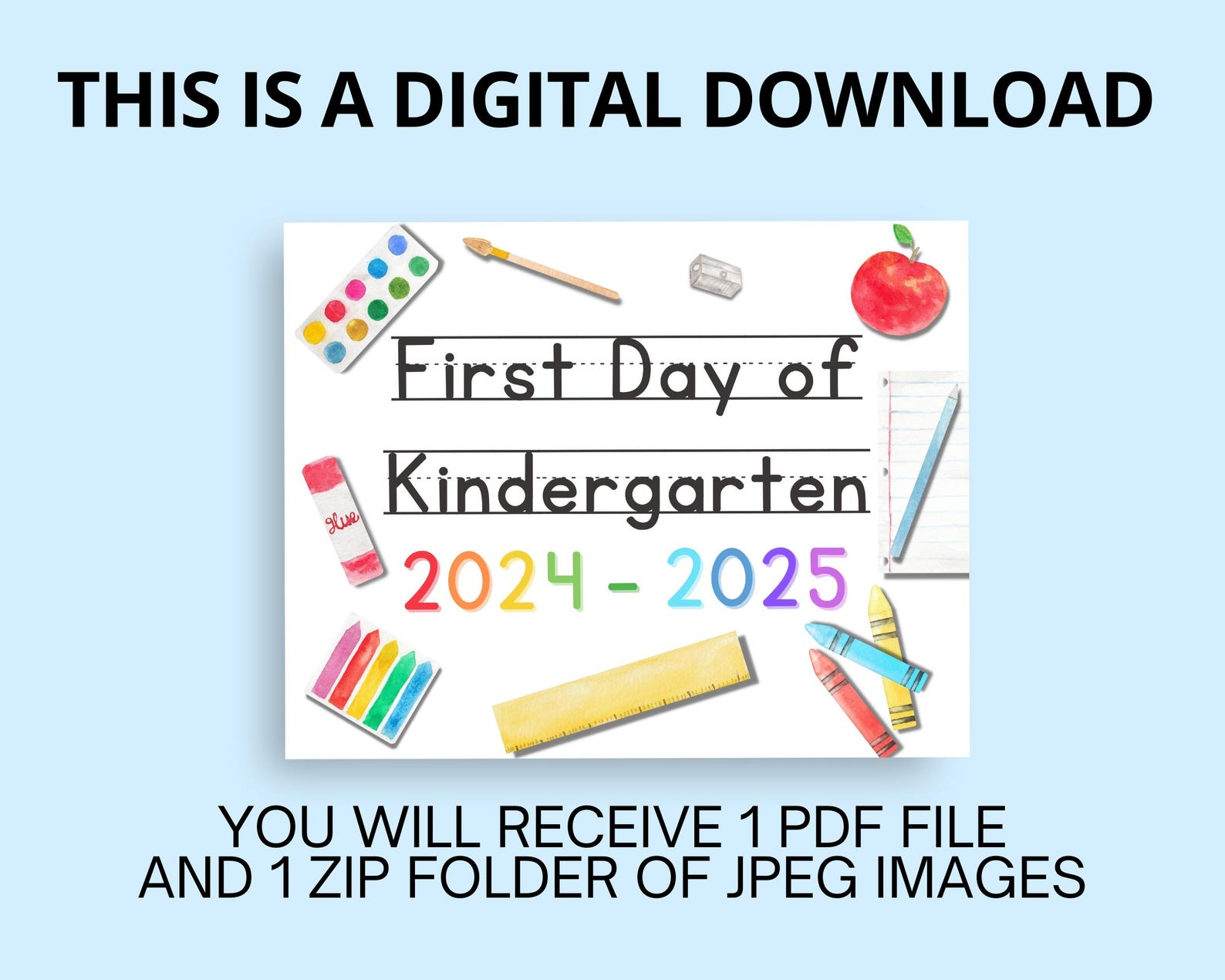 First Day of Kindergarten Printable, First Day of School Printable 2024 ...
