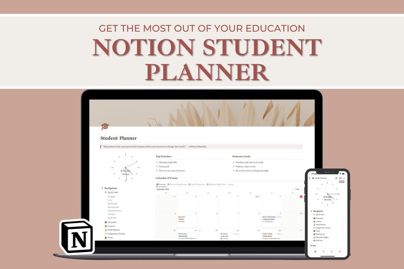 Notion Student Planner Template: Academic Dashboard (digital Download ...