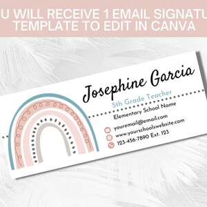Teacher Email Signature Template, Canva Template, Boho Rainbow Email ...