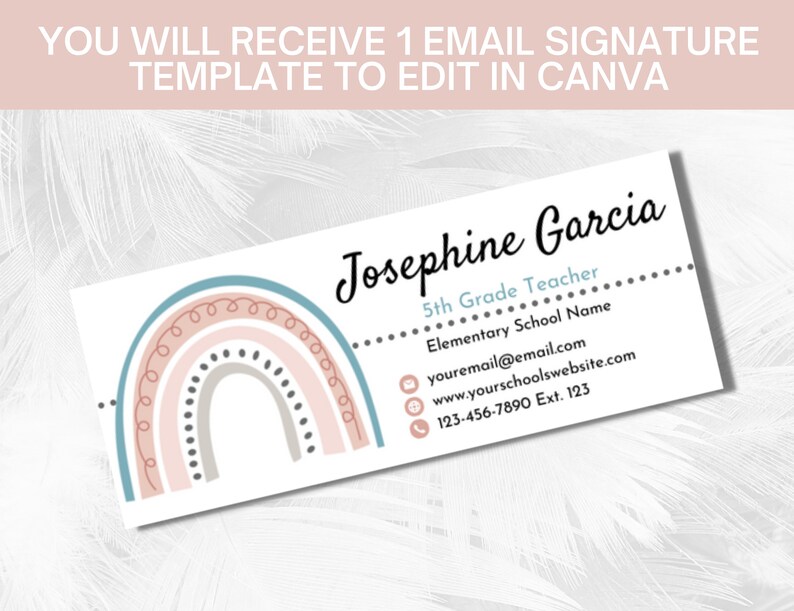 Teacher Email Signature Template, Canva Template, Boho Rainbow Email ...