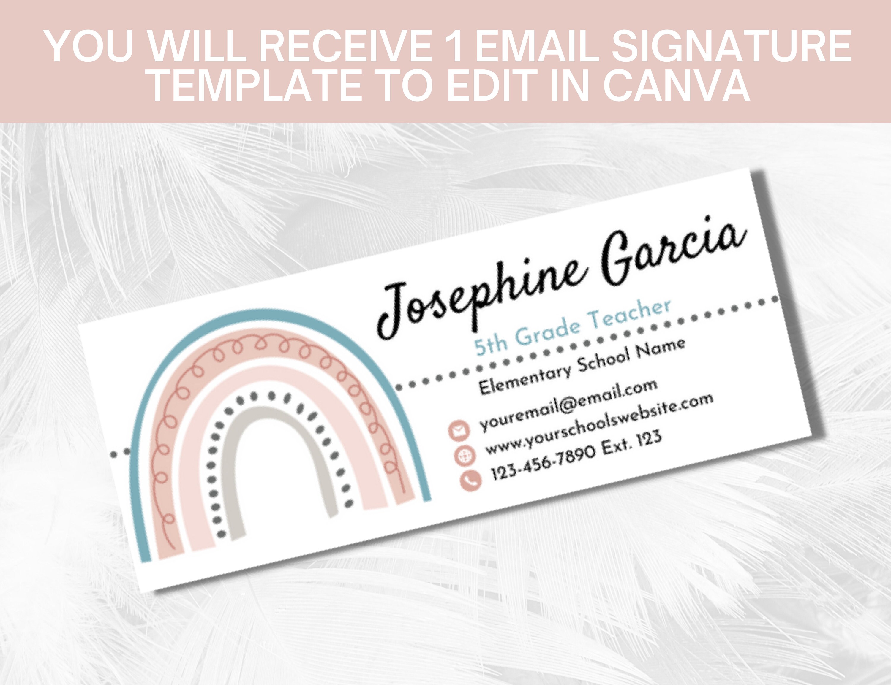 Teacher Email Signature Template, Canva Template, Boho Rainbow Email ...