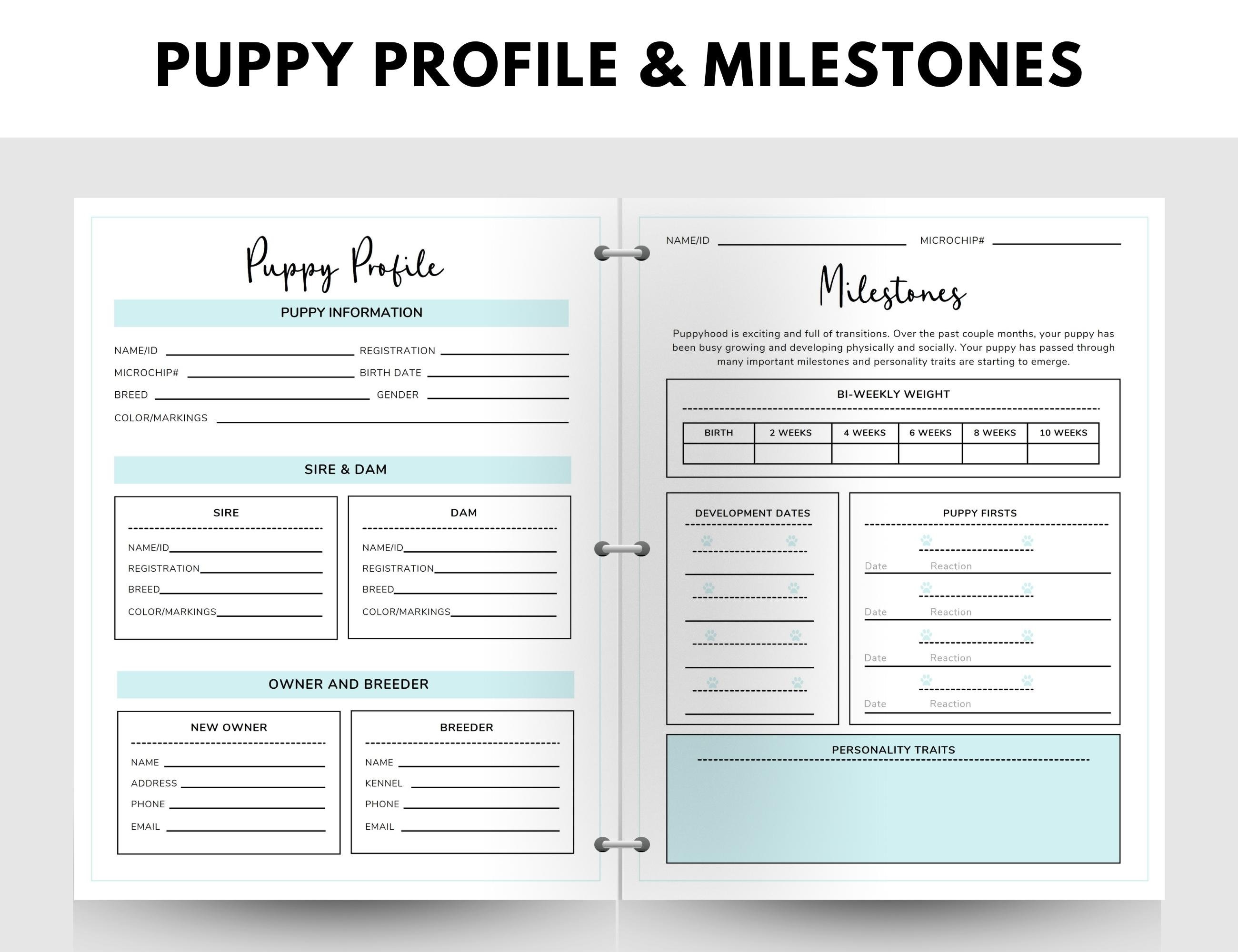 Puppy Planner Pack Printable for New Male Puppy, Editable PDF, Includes ...