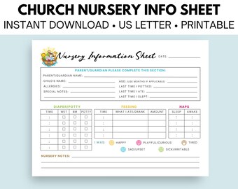 Church Nursery Sign In - Etsy