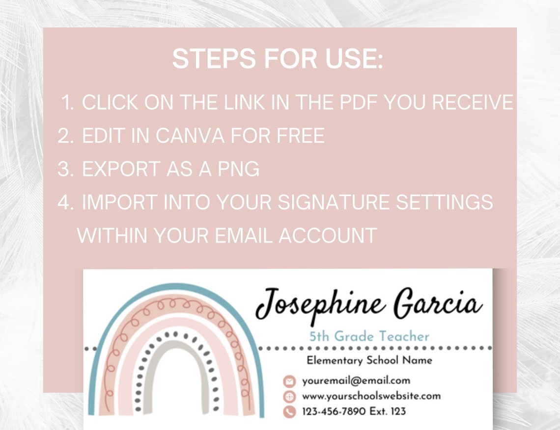 Teacher Email Signature Template Canva Template Boho Rainbow - Etsy
