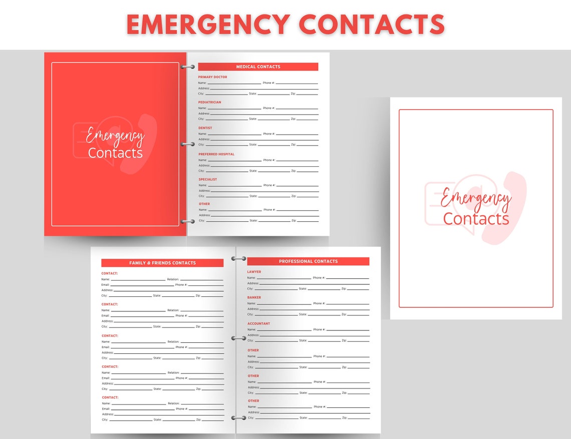 Emergency Binder Printable, Editable PDF, Emergency Preparedness, in ...