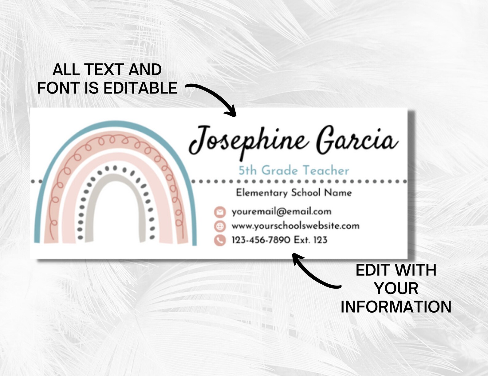 Teacher Email Signature Template, Canva Template, Boho Rainbow Email ...
