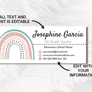 Teacher Email Signature Template, Canva Template, Boho Rainbow Email ...