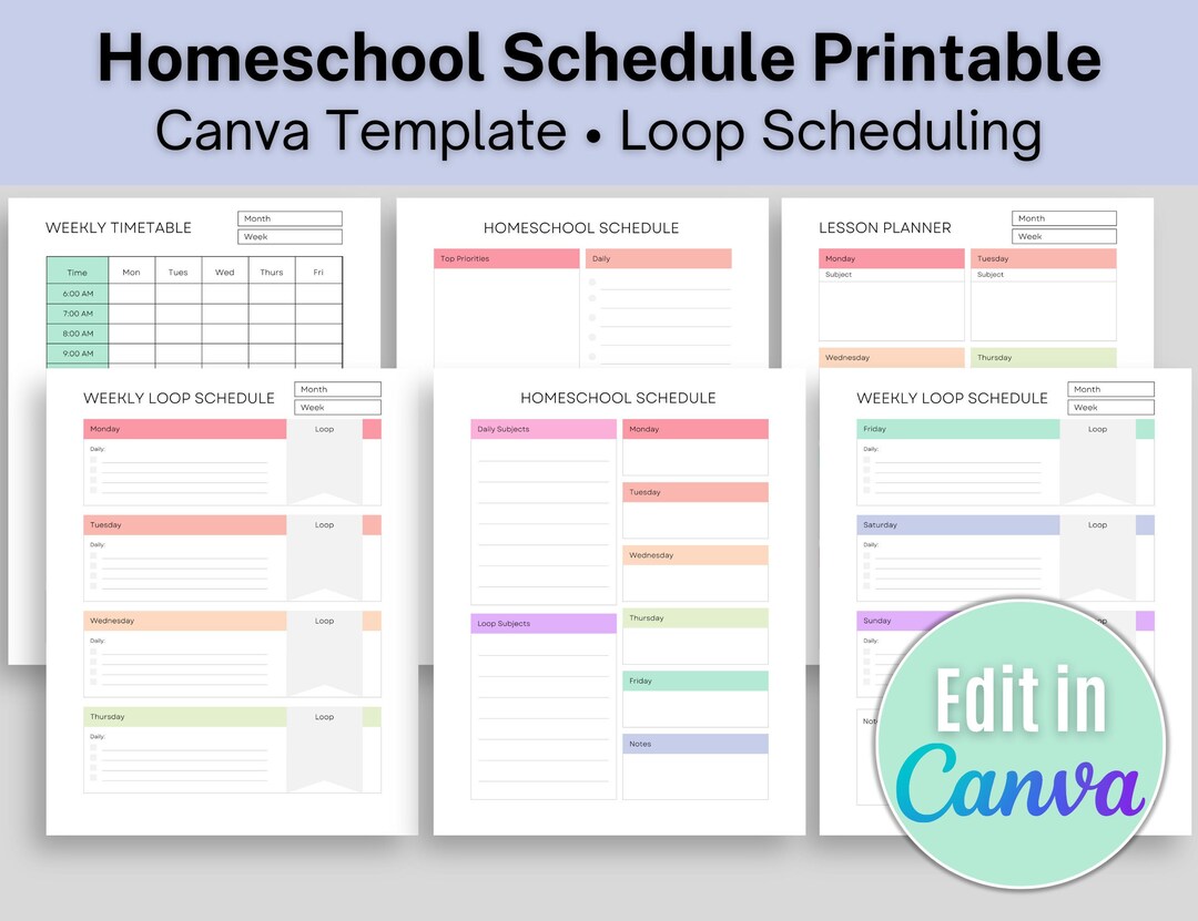 Homeschool Schedule Printable, Homeschool Printables, Loop Schedule ...