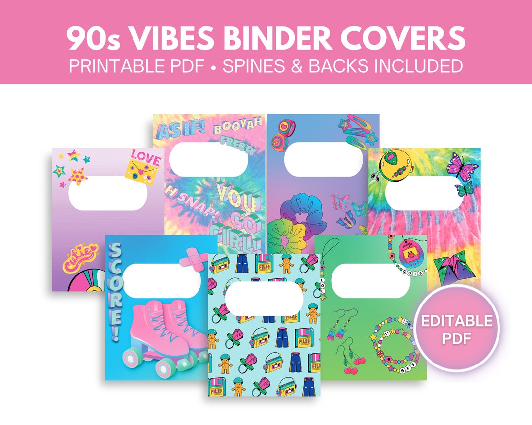 90s Retro Binder Cover & Spine: Editable School Printables (PDF) - Etsy