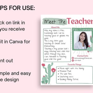 Cactus Meet the Teacher Canva Template Printable, Editable Photo ...