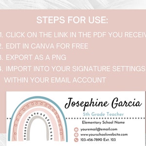 Teacher Email Signature Template, Canva Template, Boho Rainbow Email ...