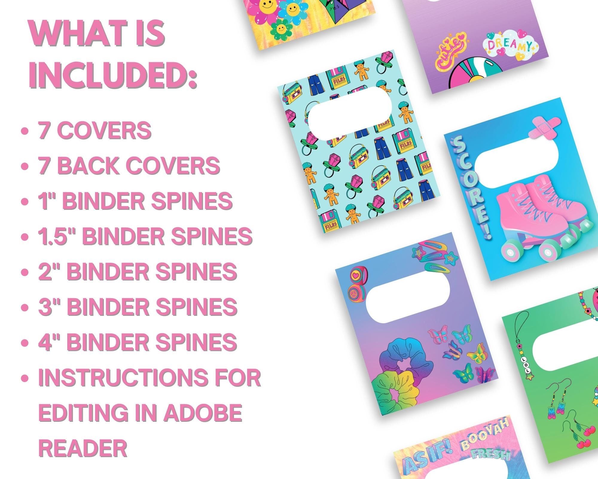 90s Retro Binder Cover & Spine: Editable School Printables (PDF) - Etsy