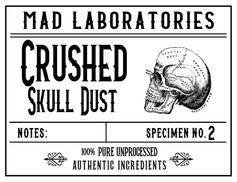 Crushed Skull Dust "potion" Label - Etsy