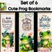 Set of 6 Cute Frog Booklovers Bookmarks, Cute Frog Bookmarks, Cute ...