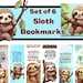 Set of 6 Cute Sloth Booklovers Bookmarks, Cute Sloth Bookmarks, Cute ...