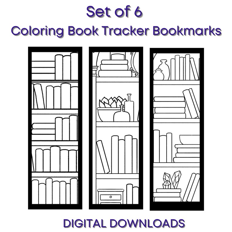 Set of 6 Downloadable Bookmarks, Printable Bookmark Book Tracker ...