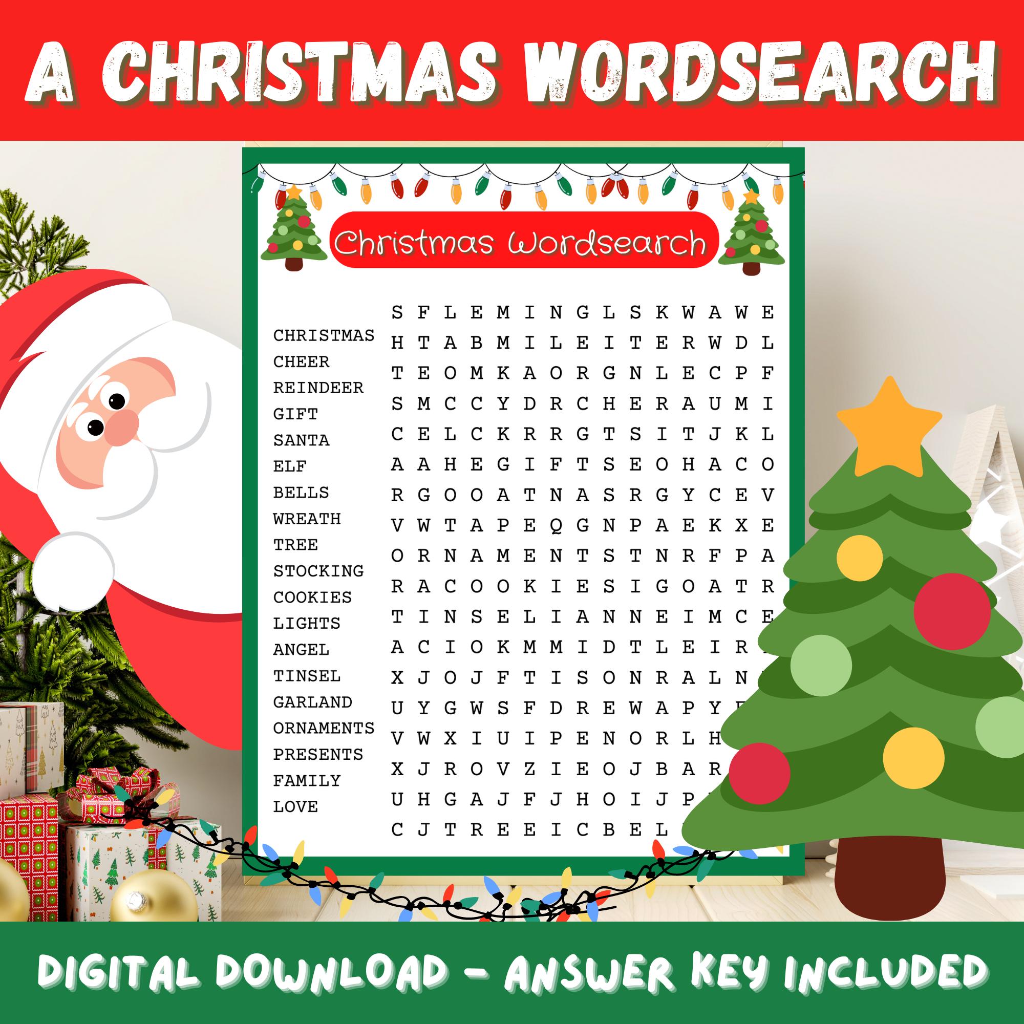 Christmas Word Search Printable Game, Christmas Word Puzzle Activity ...