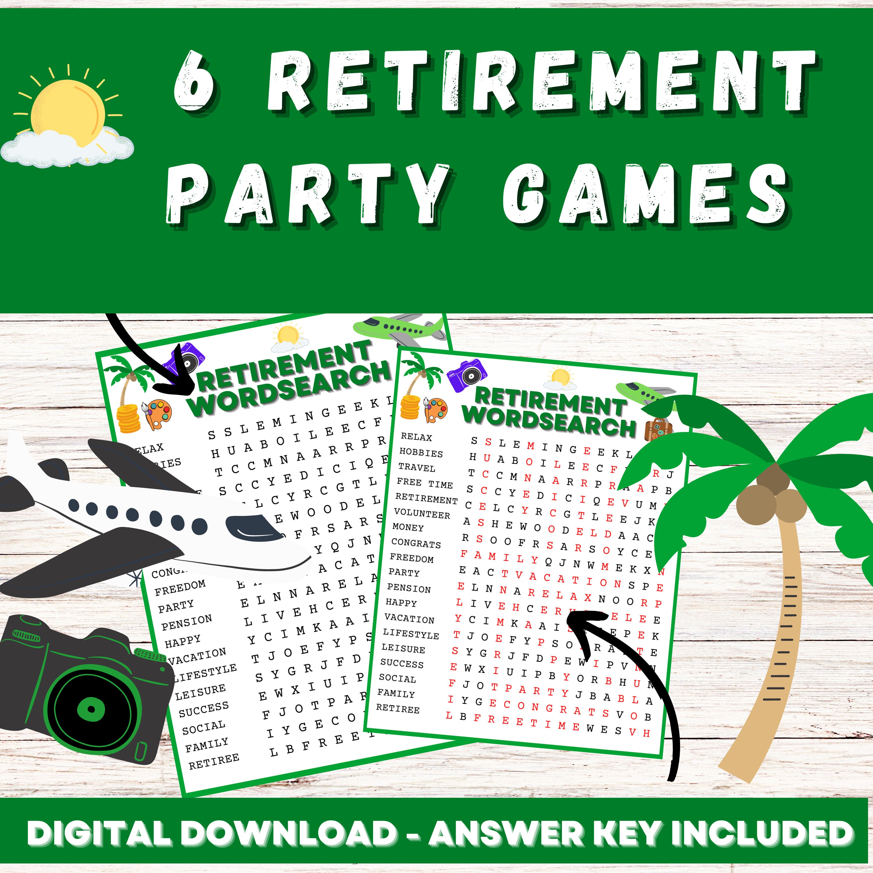 A Retirement Party Printable Game Bundle With Answers, Fun Game ...