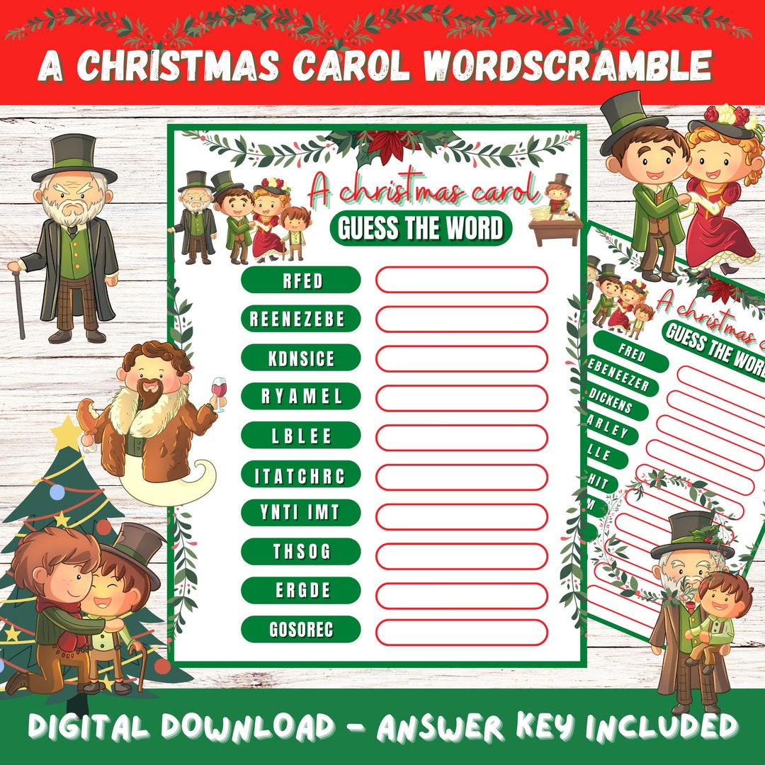 A Christmas Carol Word Scramble Activity Game Instant - Etsy