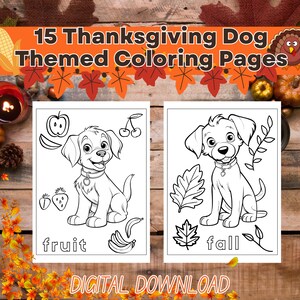 Fun Thanksgiving Dog Coloring Pages | Fall Activity (digital Download ...