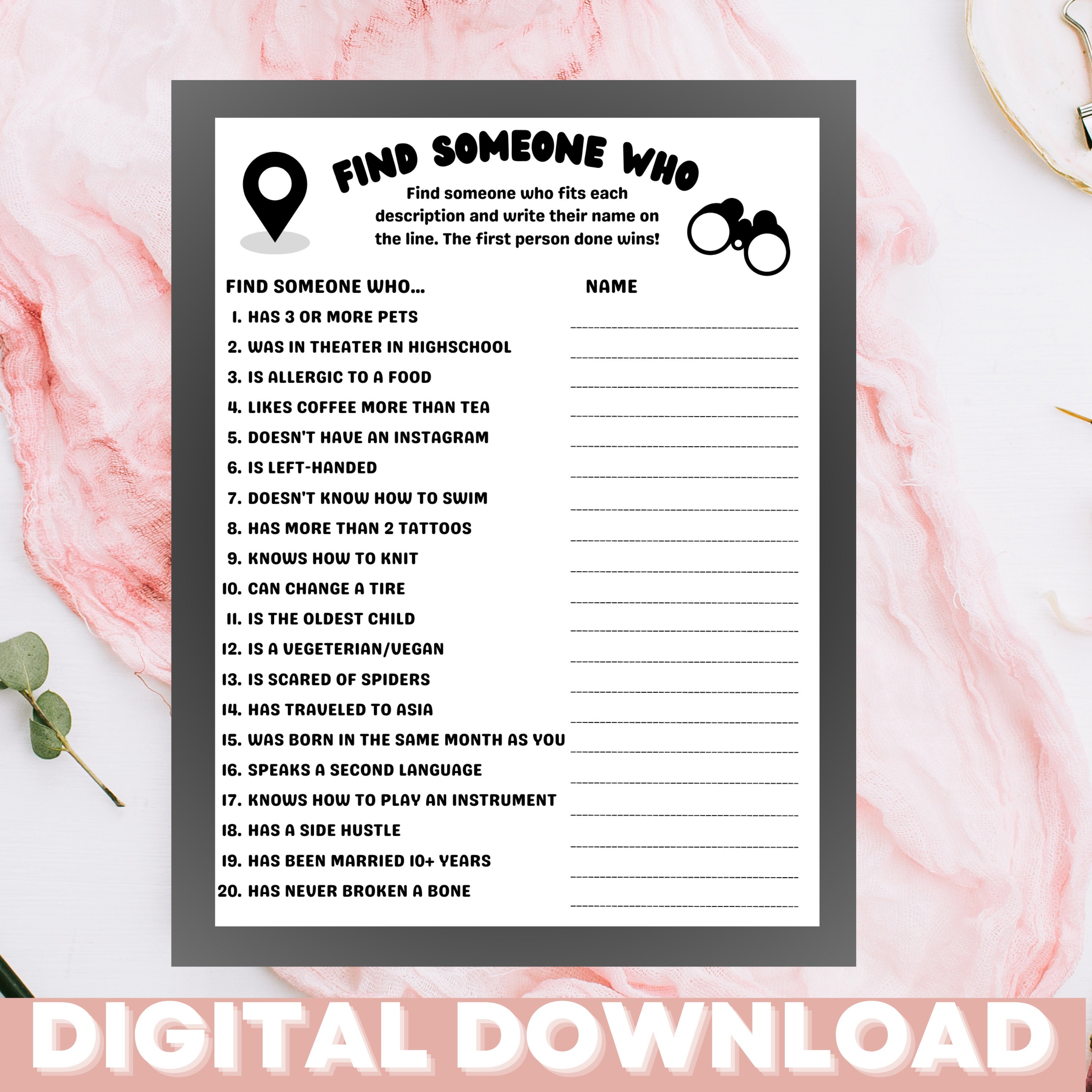 Work Party Game, Dinner Party Games, Happy Hour Games, Printable Dinner ...