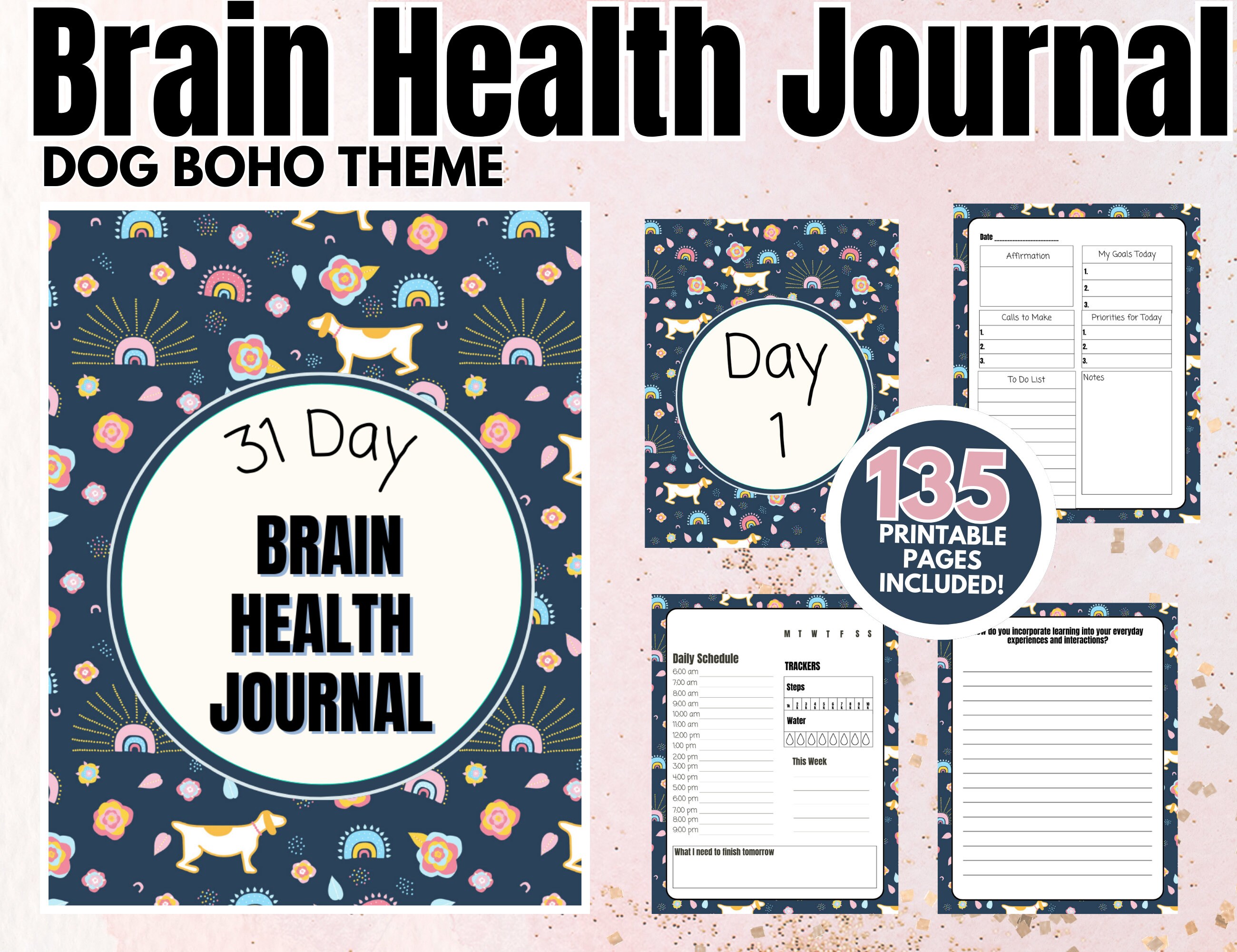 Brain Health Journal, Boho Theme (printable PDF) - Etsy
