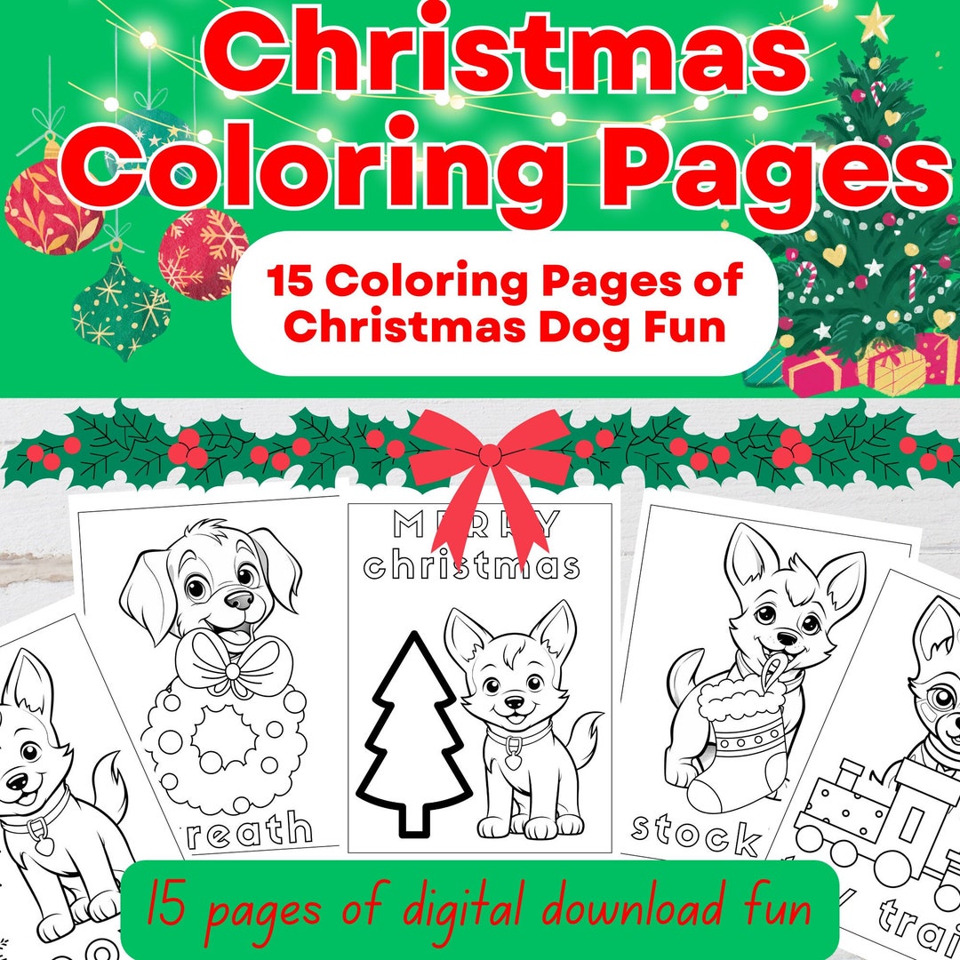 15 Christmas Themed Coloring Pages With Dogs, Kid's Coloring Pages ...