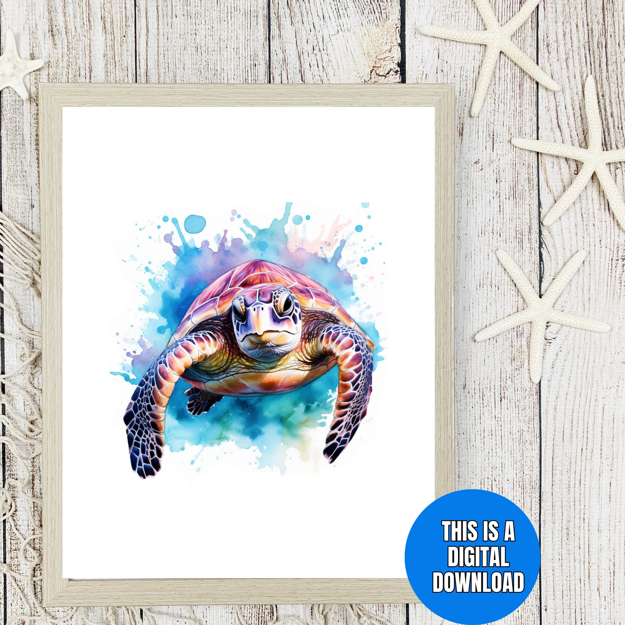 Set of 3 Printable Watercolor Ocean Sea Turtle Prints, Sea Turtle ...