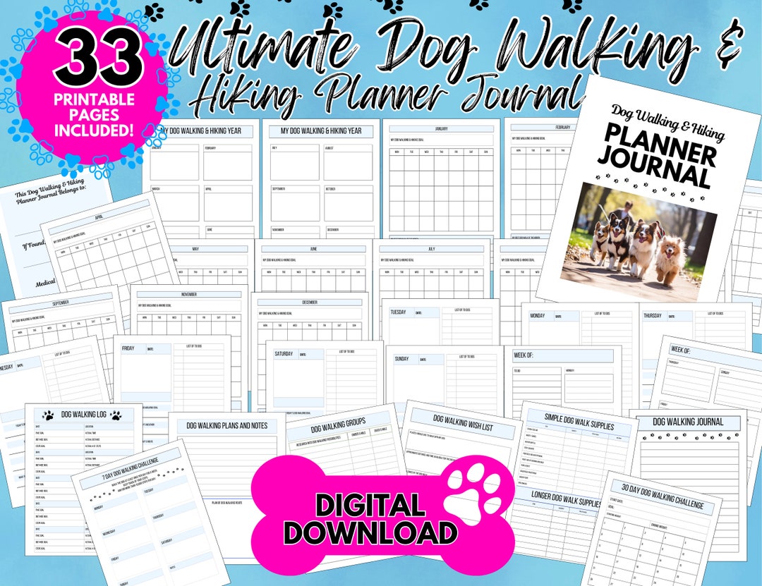 Dog Walking and Hiking Planner, Walking Journal for Dog Lovers, Dog ...