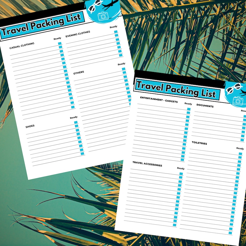Travel Packing List, Printable Vacation Essentials (digital Download ...